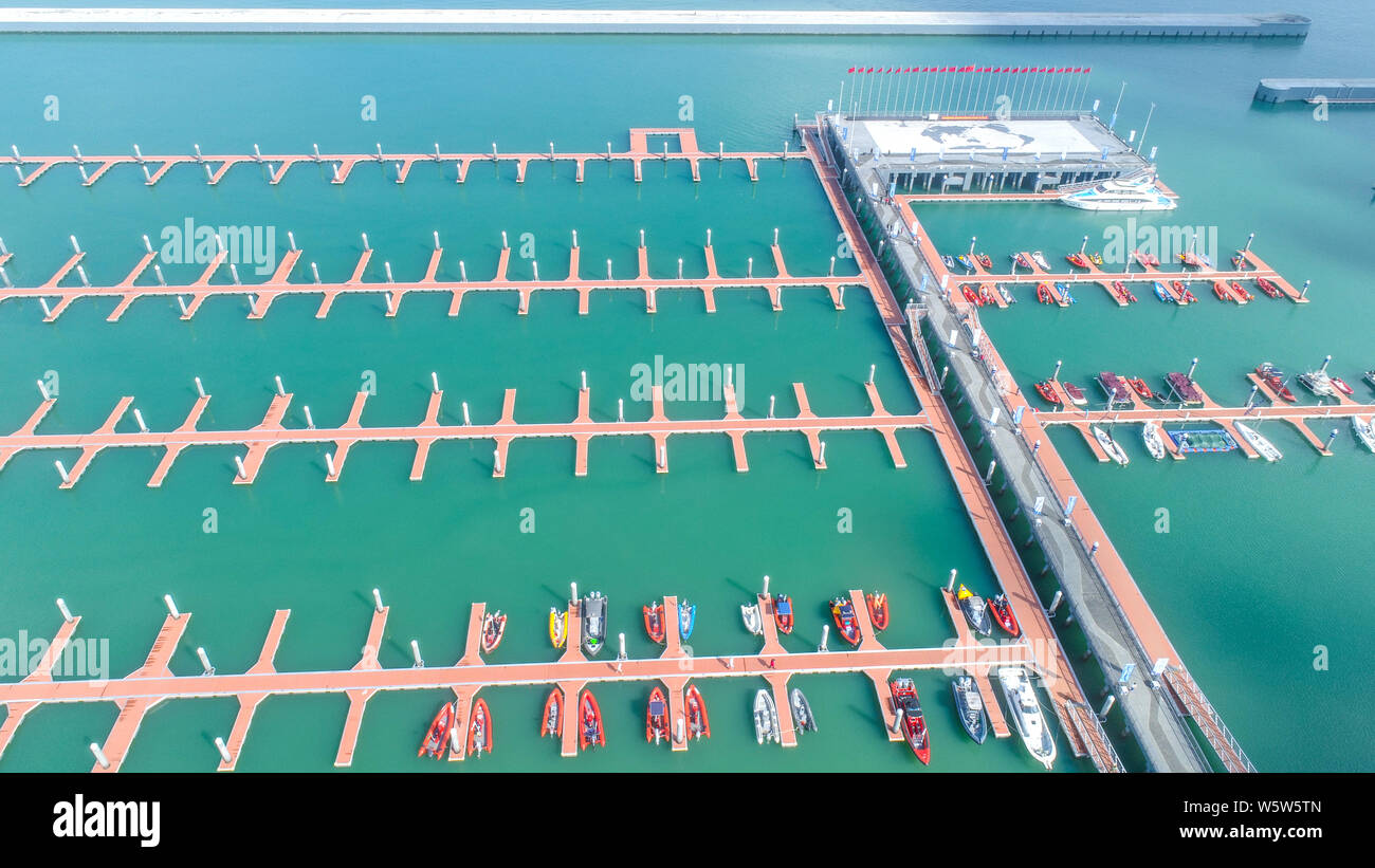Aerial view of the Haikou National Sailing Base, Asia's largest sailing ...