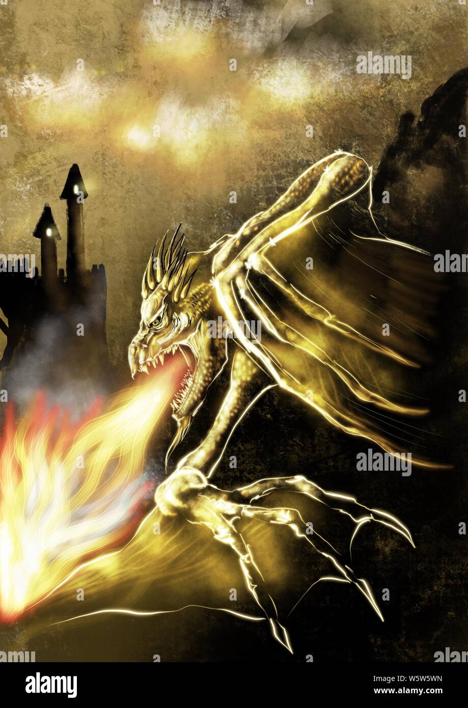 fantasy dragon illustration artwork Stock Photo - Alamy