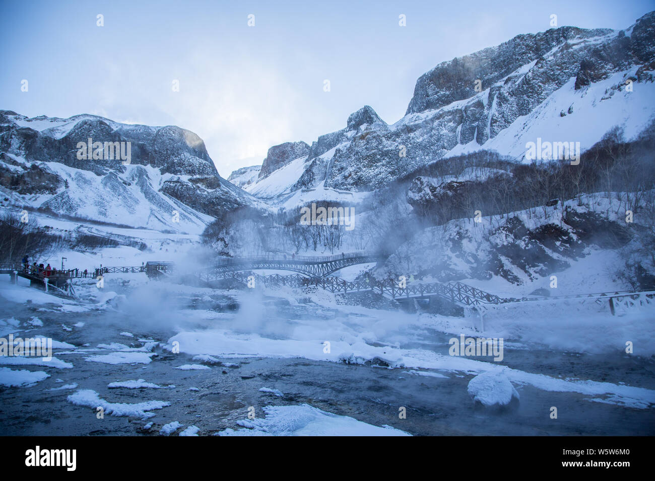 Scenery of glowing clouds seen from the Paektu Mountain or Changbai ...