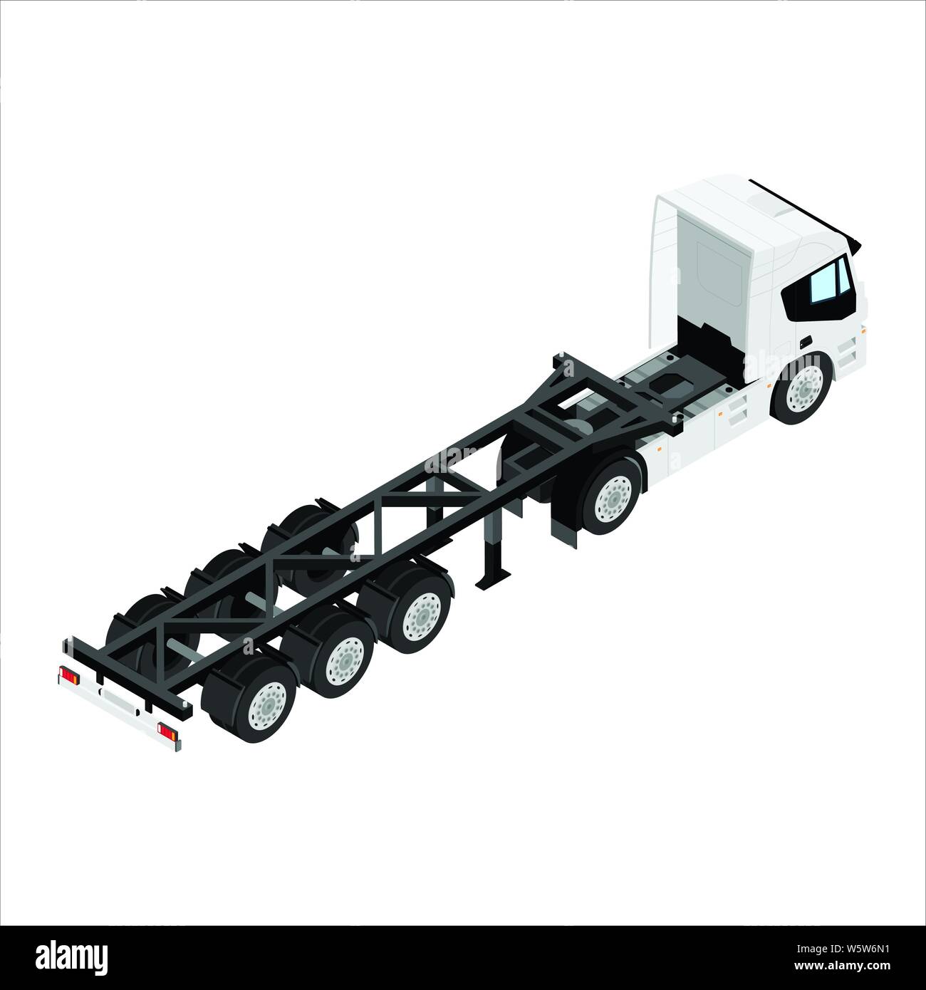 Heavy transport semi truck without container isometric view isolated on ...