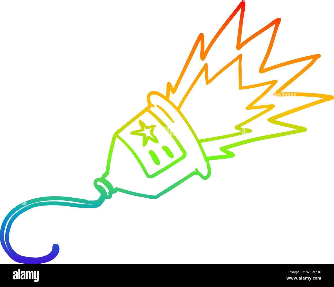 rainbow gradient line drawing of a party popper cartoon Stock Vector ...