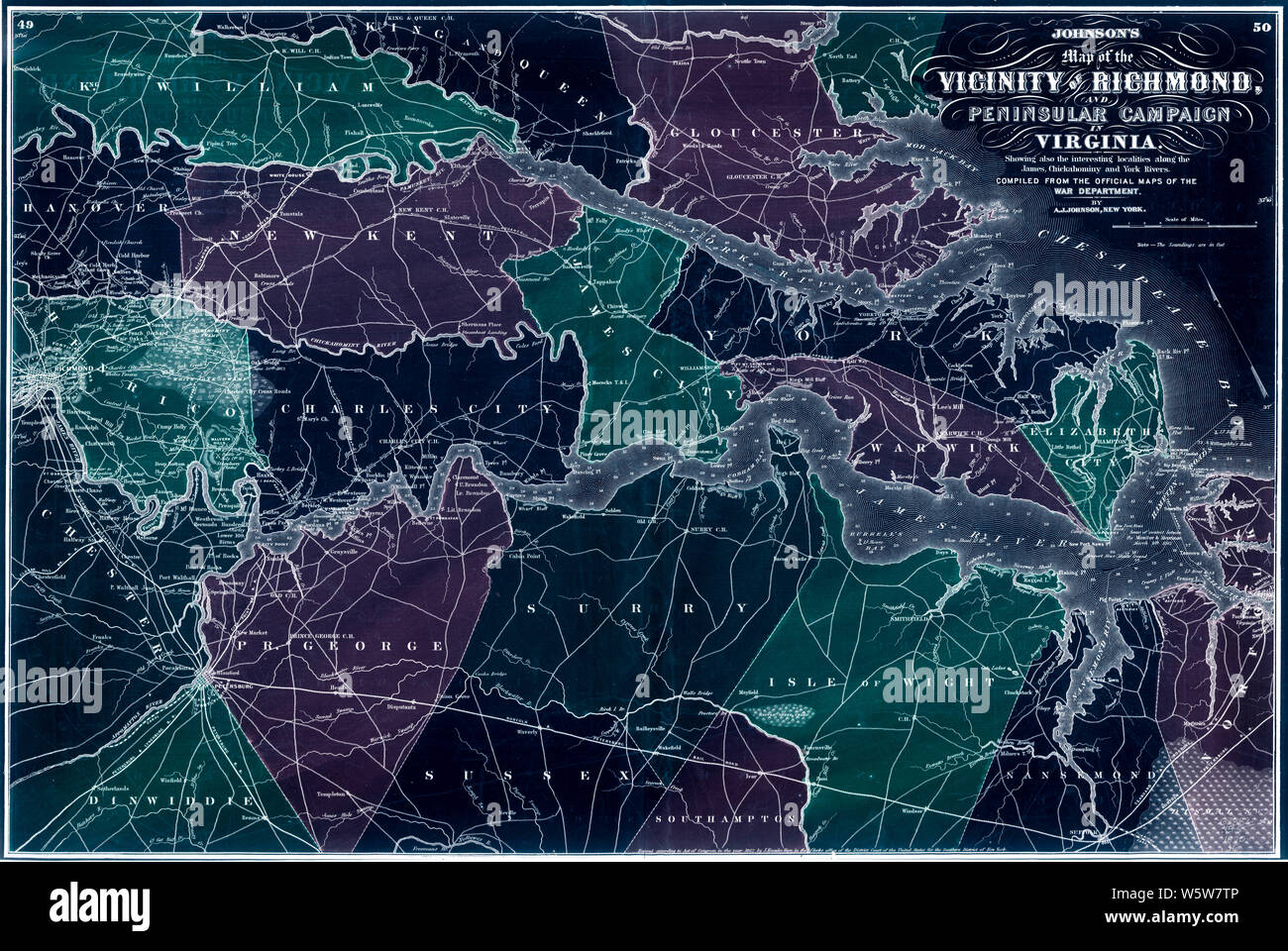 Civil War Maps 0531 Johnson's map of the vicinity of Richmond and ...