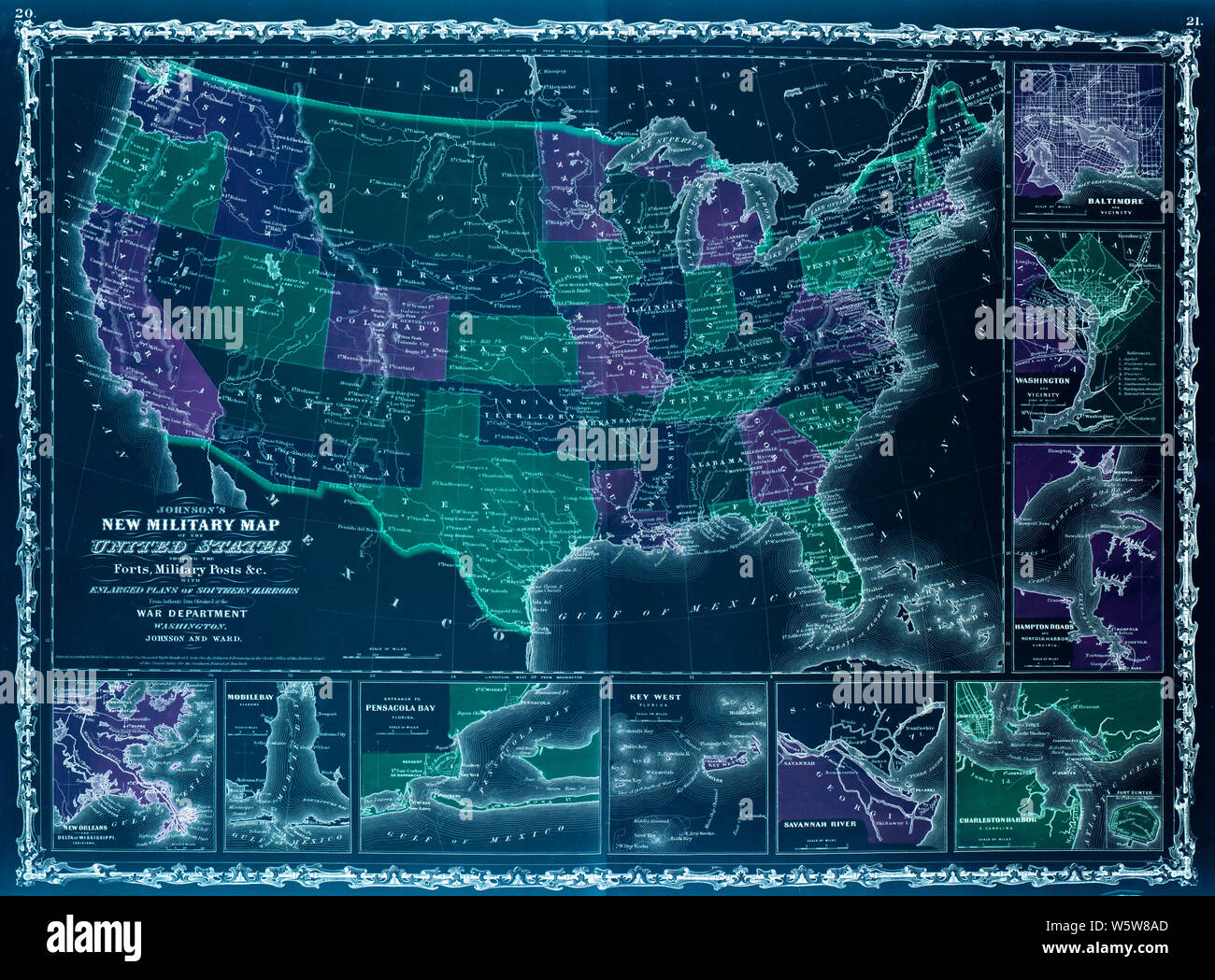Civil War Maps 0536 Johnson's new illustrated steel plate family atlas ...