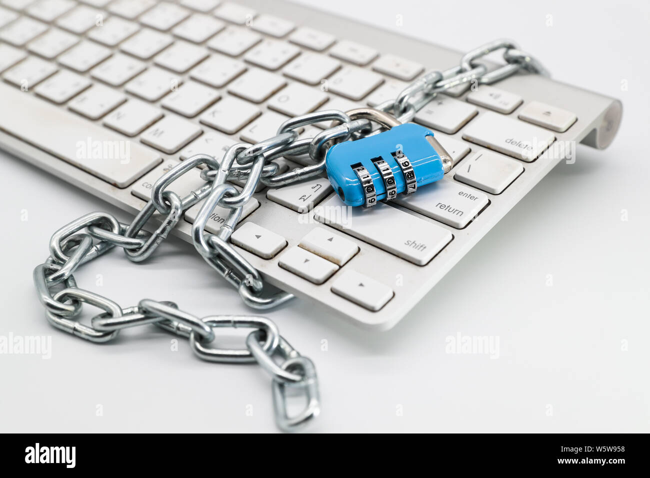 Chain Locked With Password Protection On Computer Keyboard This Image