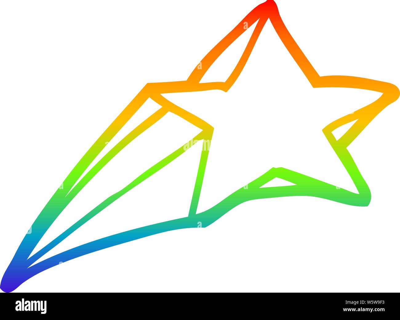 rainbow gradient line drawing of a shooting star decorative cartoon ...