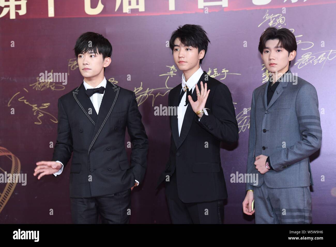 (From left) Jackson Yee or Yi Yangqianxi, Karry Wang or Wang Junkai ...