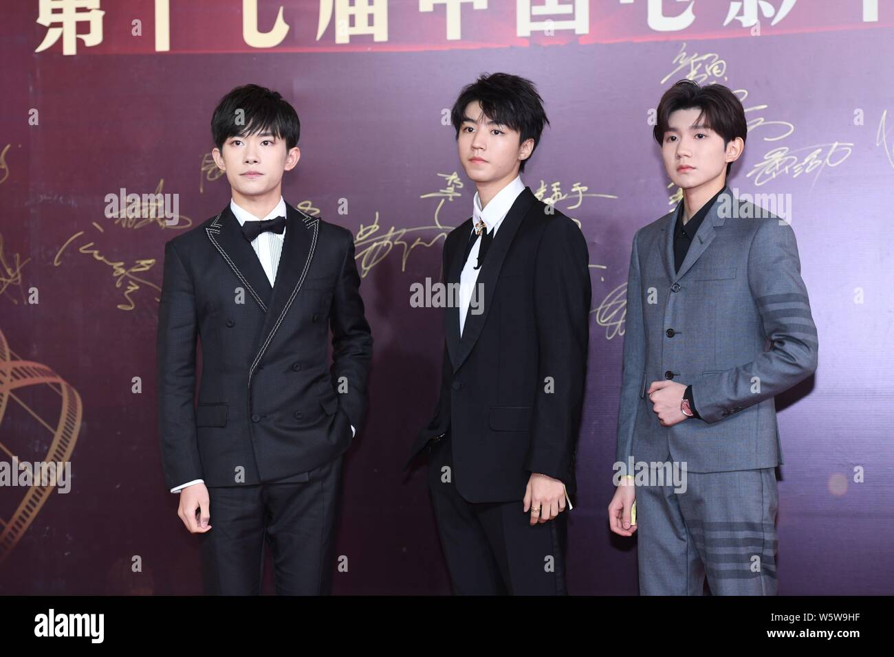(From left) Jackson Yee or Yi Yangqianxi, Karry Wang or Wang Junkai, and Roy Wang or Wang Yuan ...