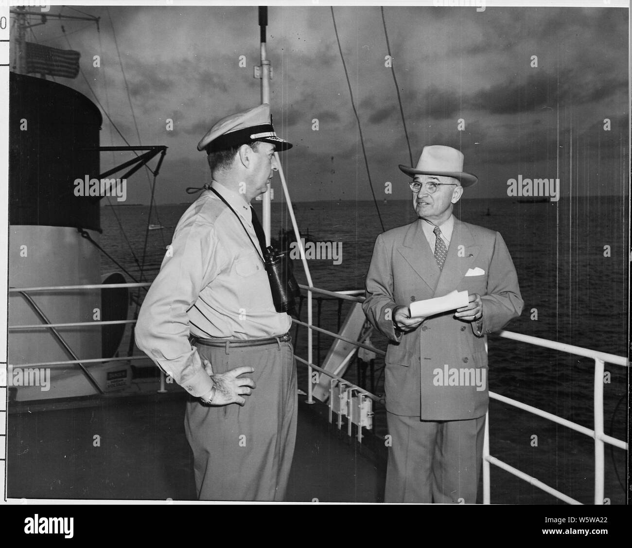 Photograph of President Truman with Rear Admiral Robert Dennison, Naval ...