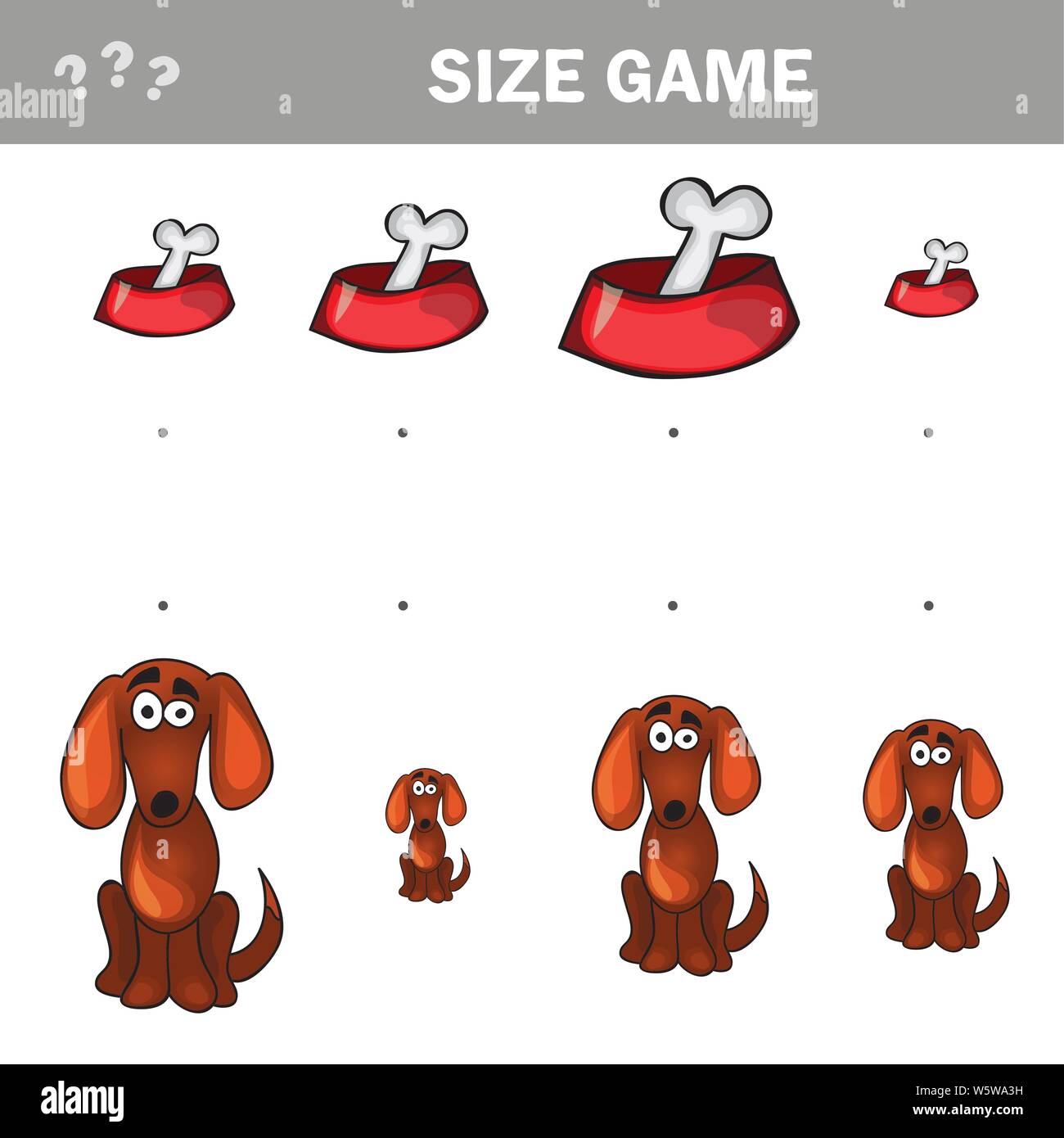 Matching children educational game. Match of cartoon dogs and bone to ...