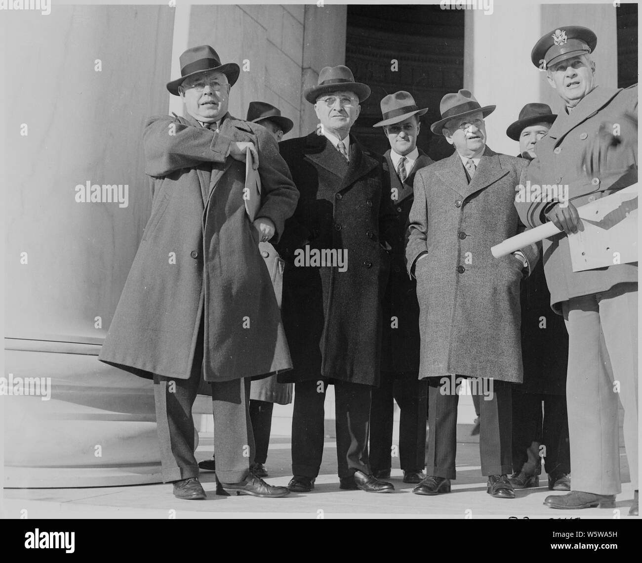 Photograph of President Truman with Secretary of the Interior Harold ...