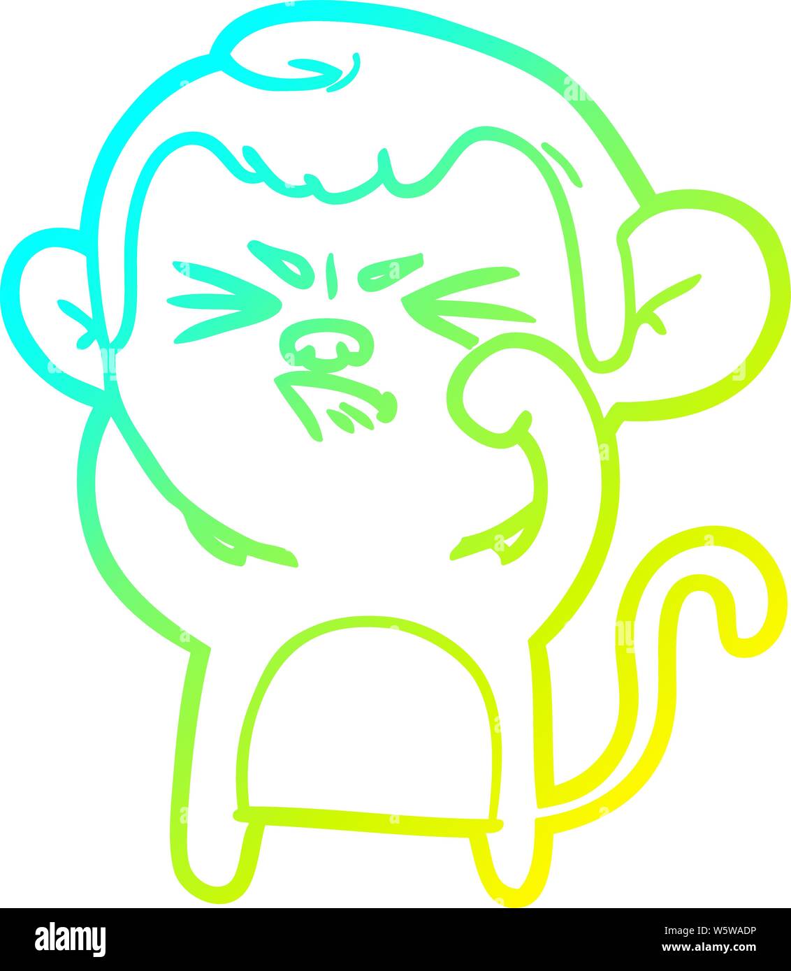 cold gradient line drawing of a cartoon angry monkey Stock Vector Image ...