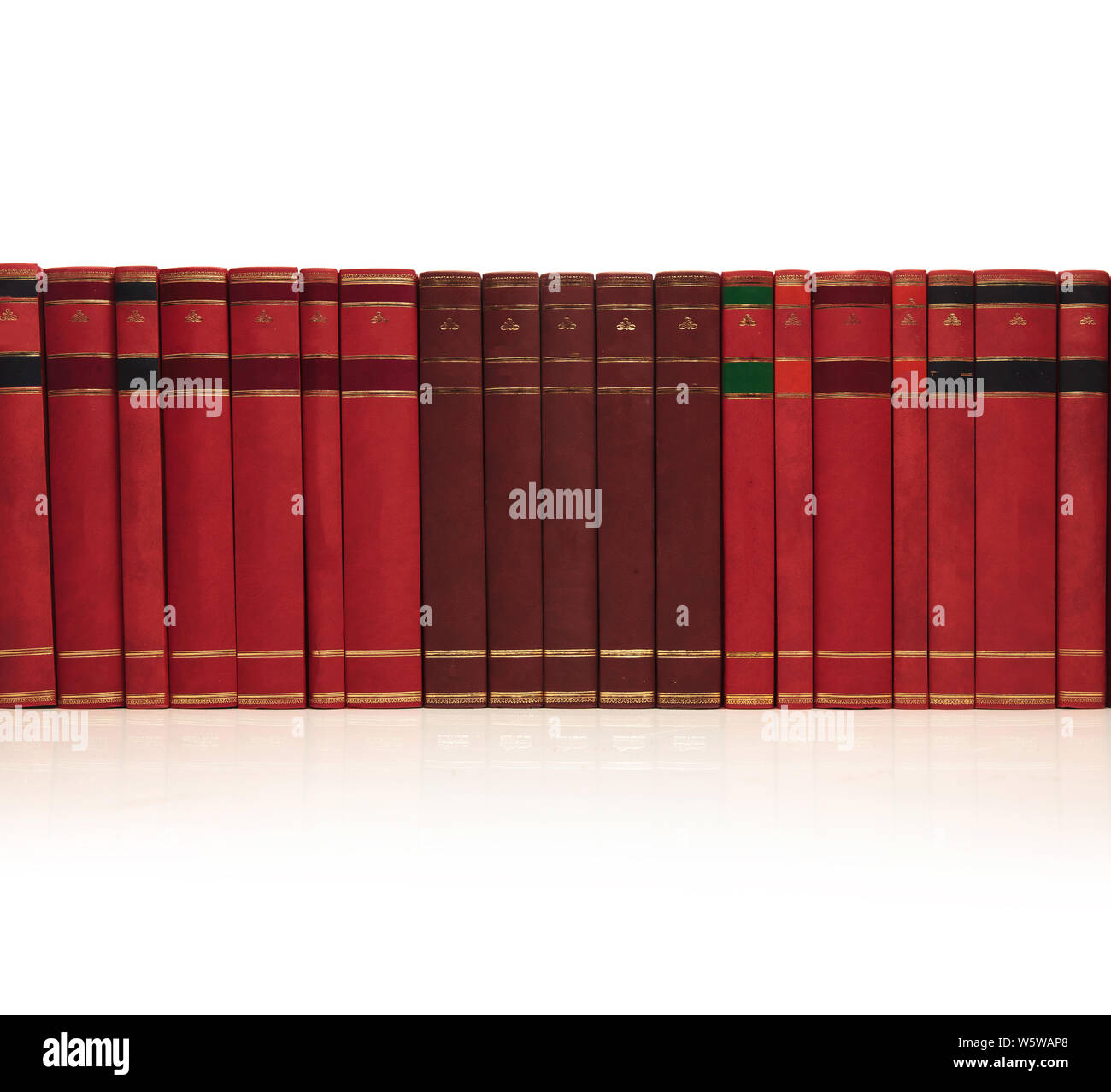 row of books on a white background, studio picture Stock Photo - Alamy