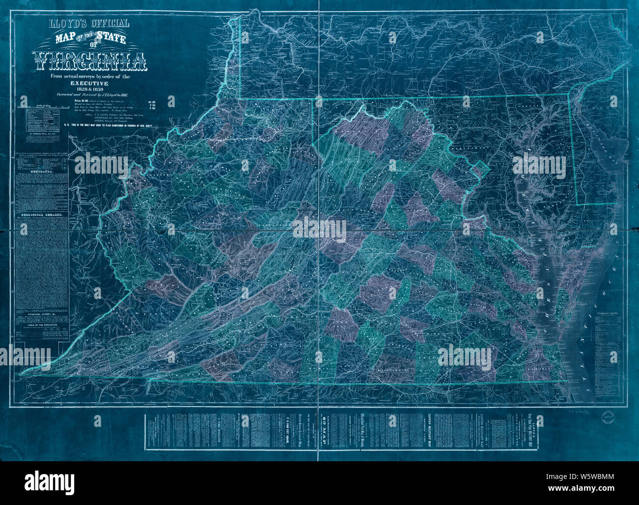 Civil War Maps 0588 Lloyd's official map of the state of Virginia from ...