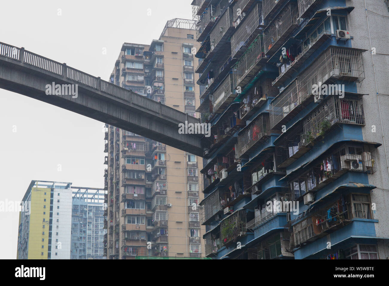A 40-meter-high pedestrian overpass supported by one concrete column ...