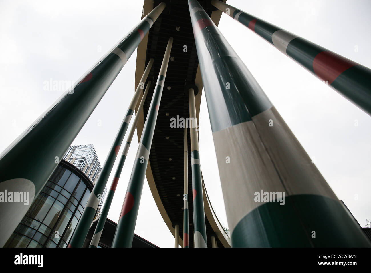 A new 10-meter-high pedestrian overpass supported by 19 slim columns ...