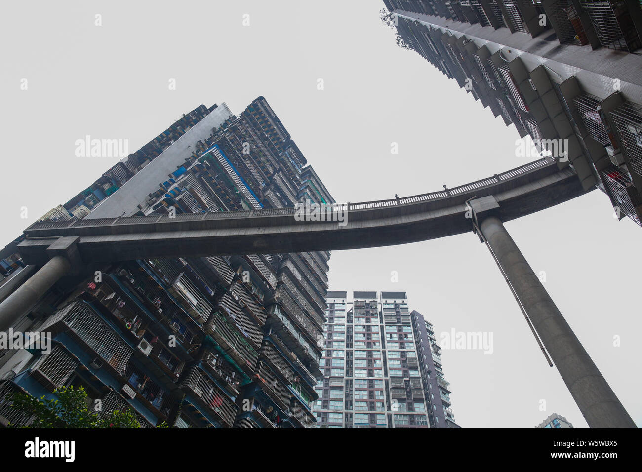 A 40-meter-high pedestrian overpass supported by one concrete column ...