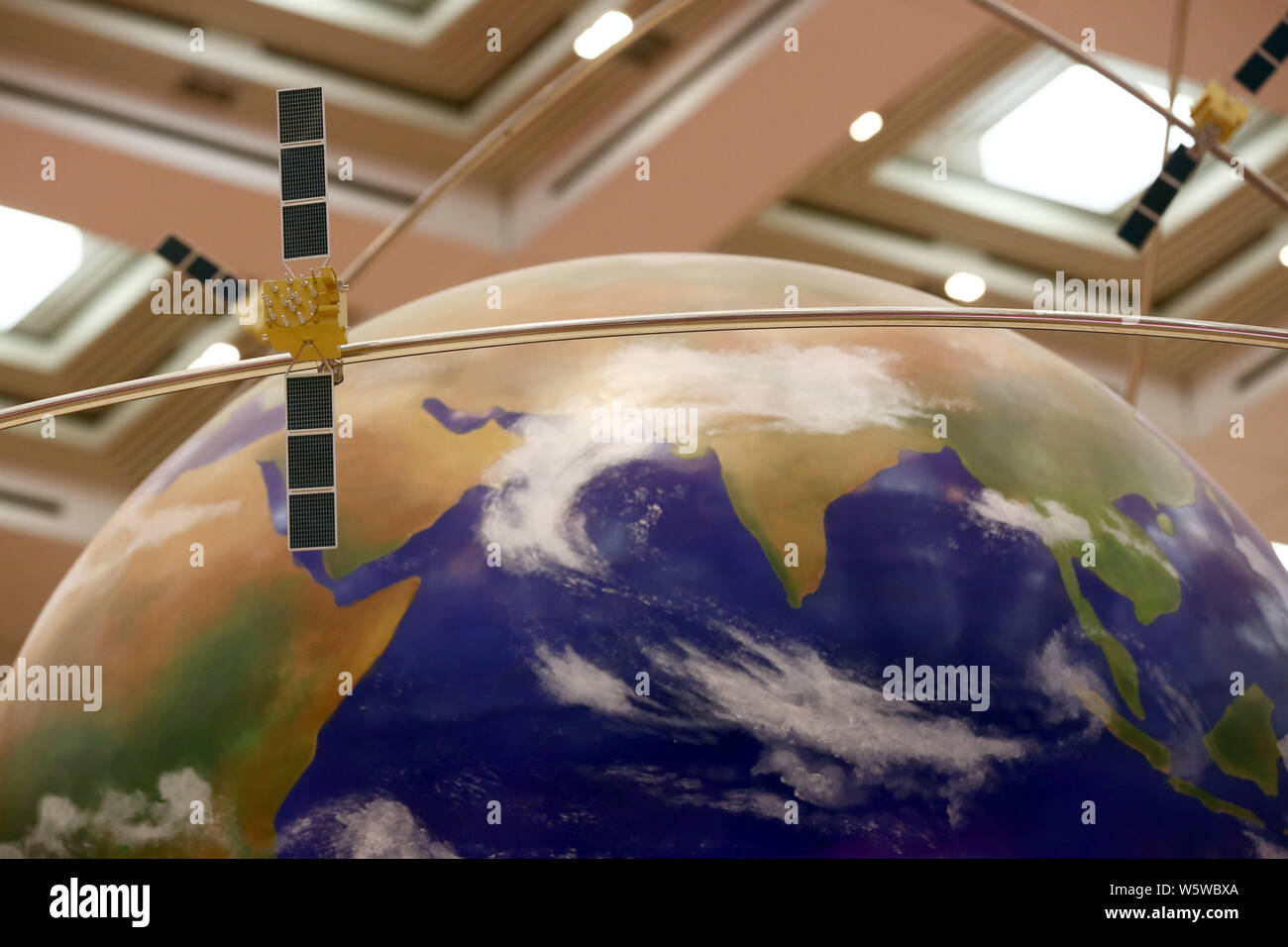 --FILE--A model of the Beidou Navigation Satellite System is on display ...