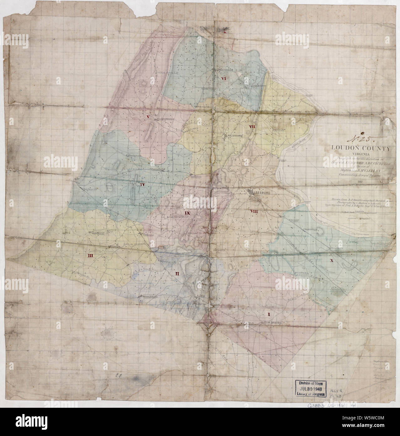 Civil War Maps 0592 Loudoun County Virginia Rebuild and Repair Stock ...