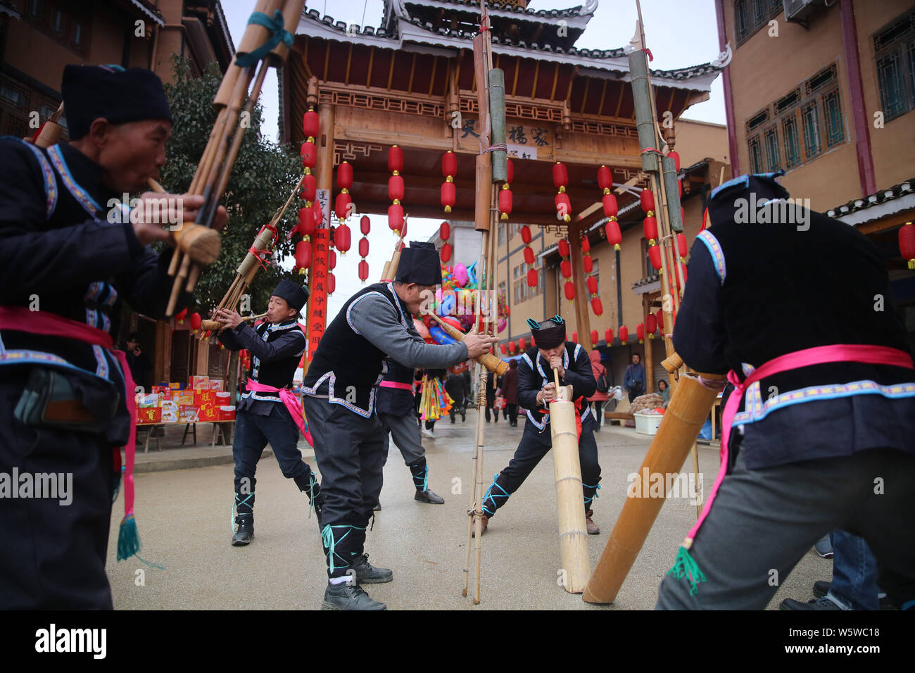 Chinese people of Dong ethnic group dressed in traditional silver ...