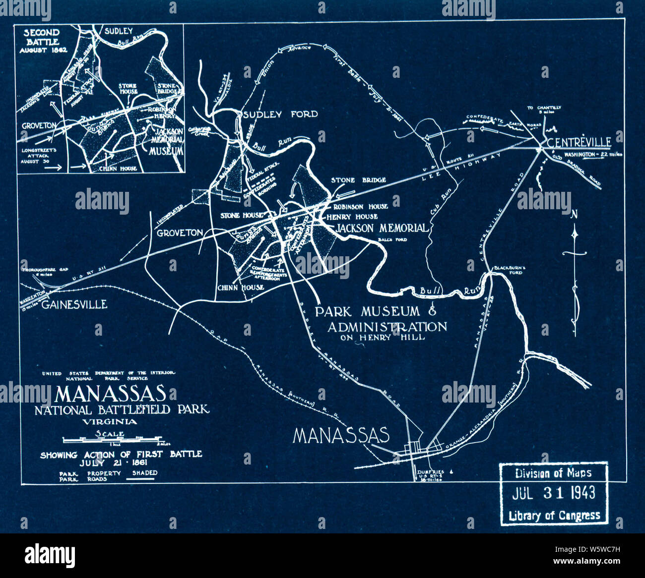 Civil War Maps 0598 Manassas National Battlefield Park Virginia Showing ...