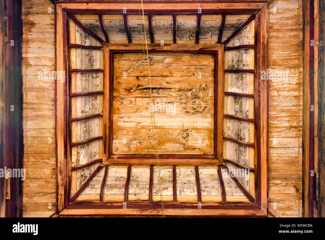 Interior view of an ancestral hall dating back to Qing Dynasty (1644 ...