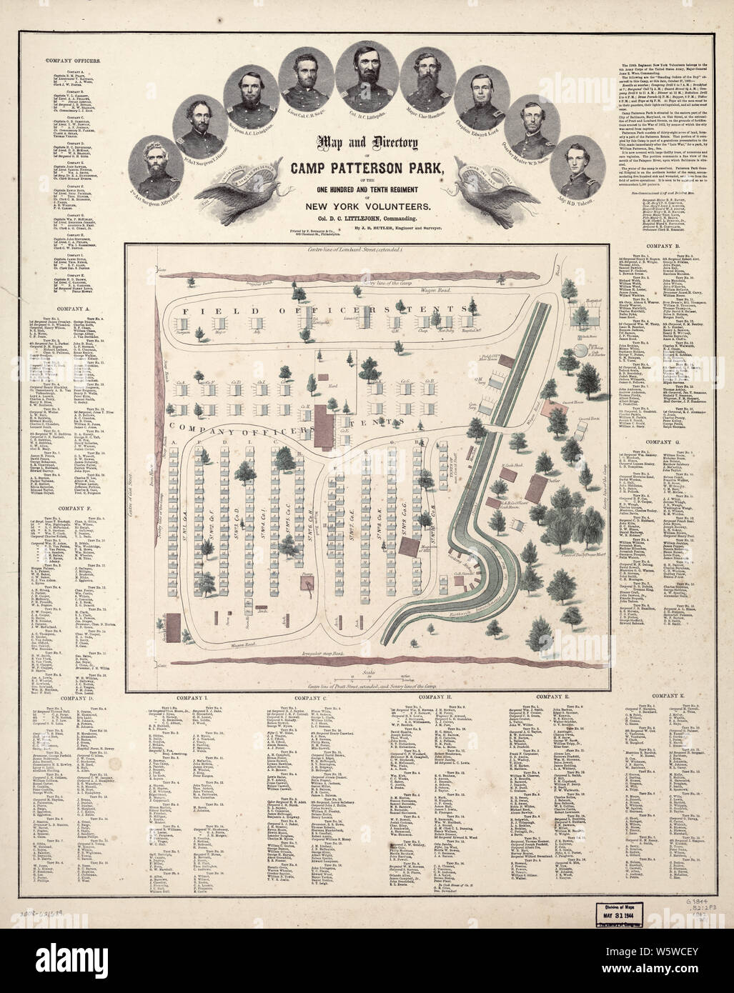 Civil War Maps 0602 Map and directory of Camp Patterson Park Baltimore ...
