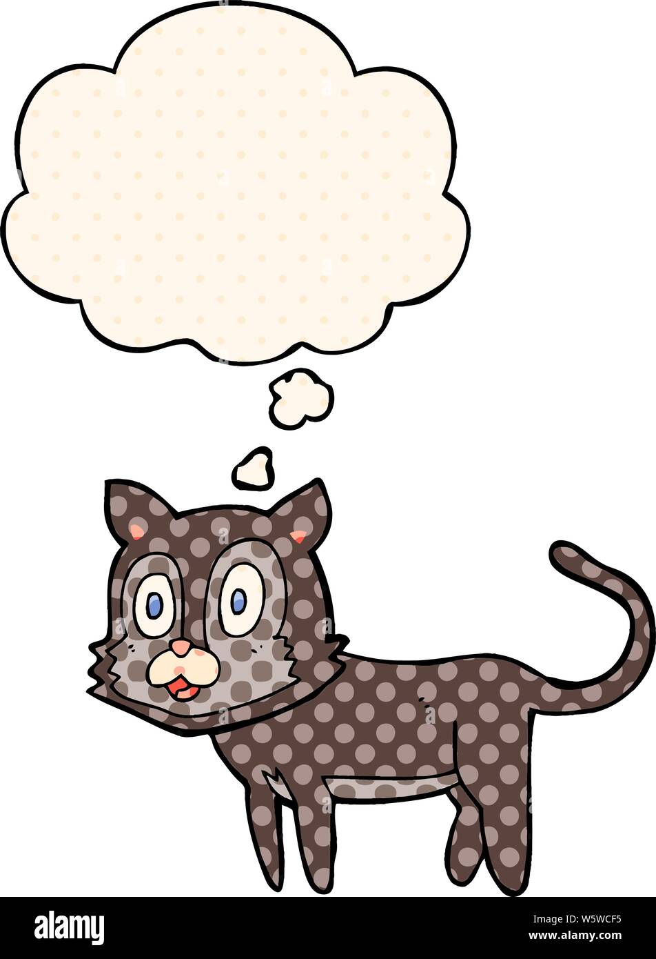 happy cartoon cat with thought bubble in comic book style Stock Vector ...