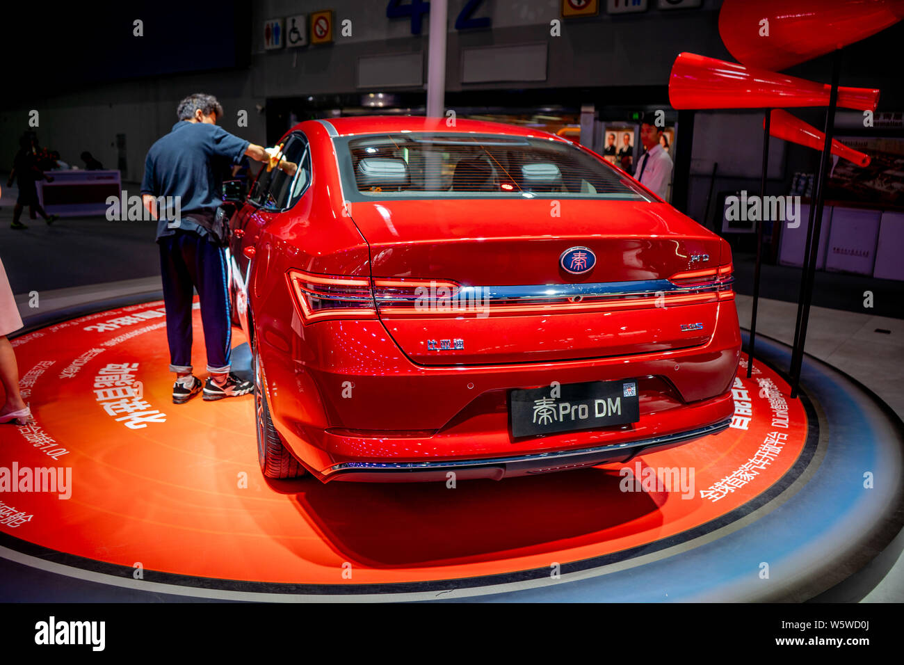 --FILE--A BYD Qin Pro DM electric vehicle (EV) is displayed during the ...