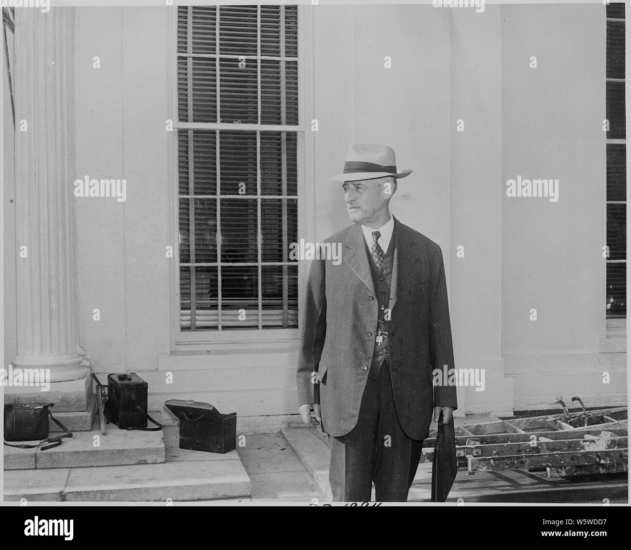 Photograph of Secretary of War Henry Stimson, outside the White House ...