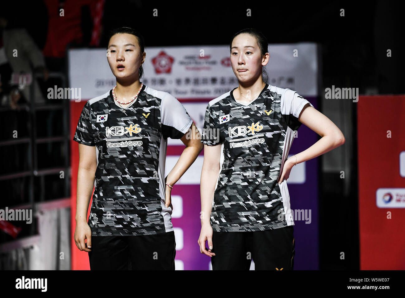 Lee So-hee/Shin Seung-chan of South Korea pose after being defeated by ...