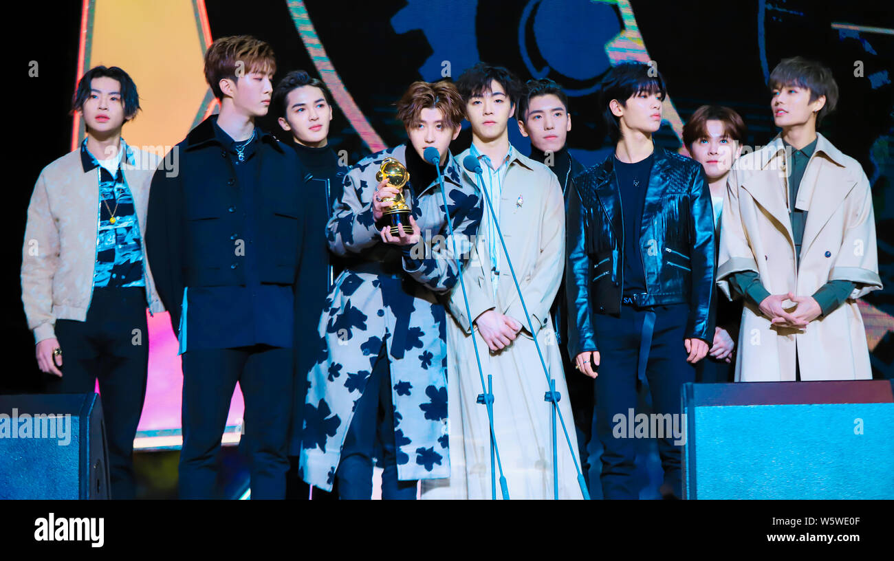 Singer and rapper Cai Xukun of Chinese boy group Nine Percent poses ...