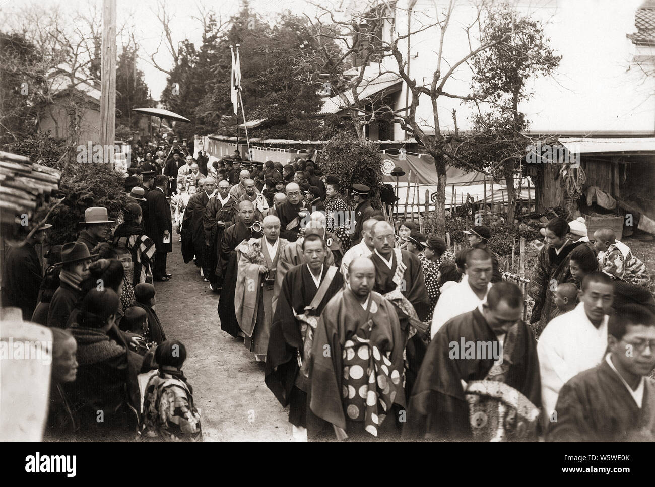 [ 1930s Japan - Buddhist Funeral Procession ] — Buddhist priests in a ...