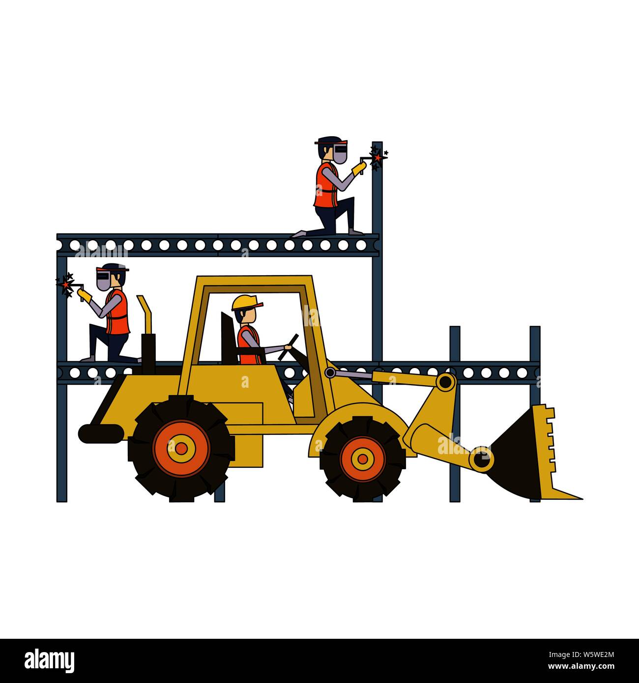 construction architectural engineering work cartoon Stock Vector Image ...