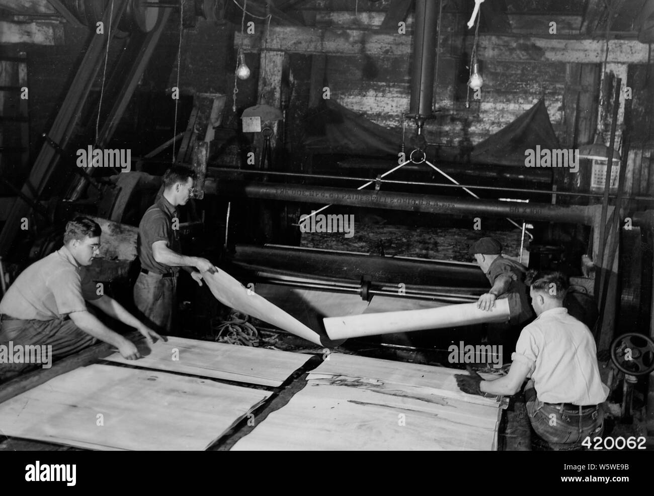 Photograph of Strips of Veneer; Scope and content: Original caption ...