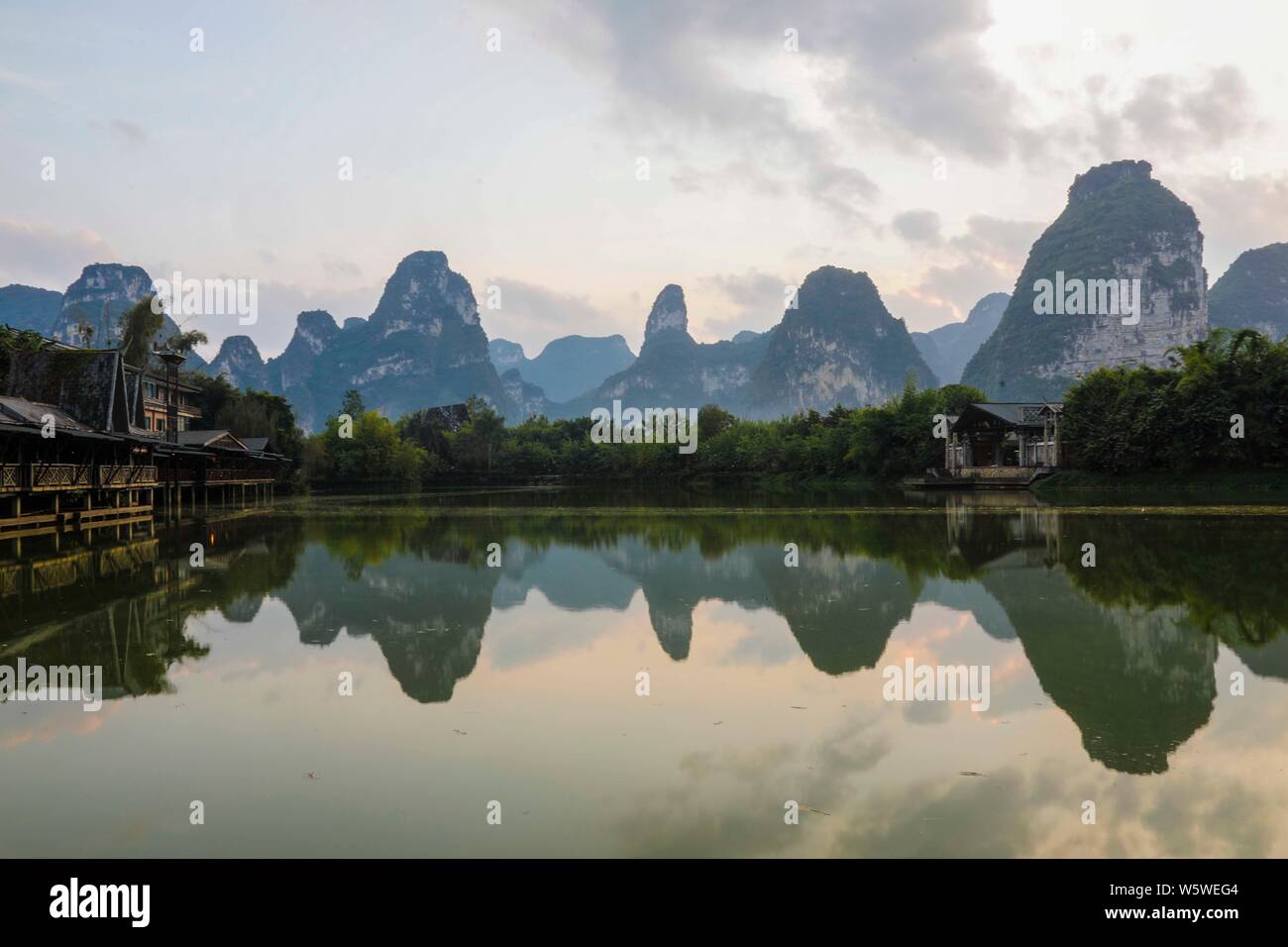 Scenery of the Mingshi Pastoral in Mingshi village, Daxin county, south ...