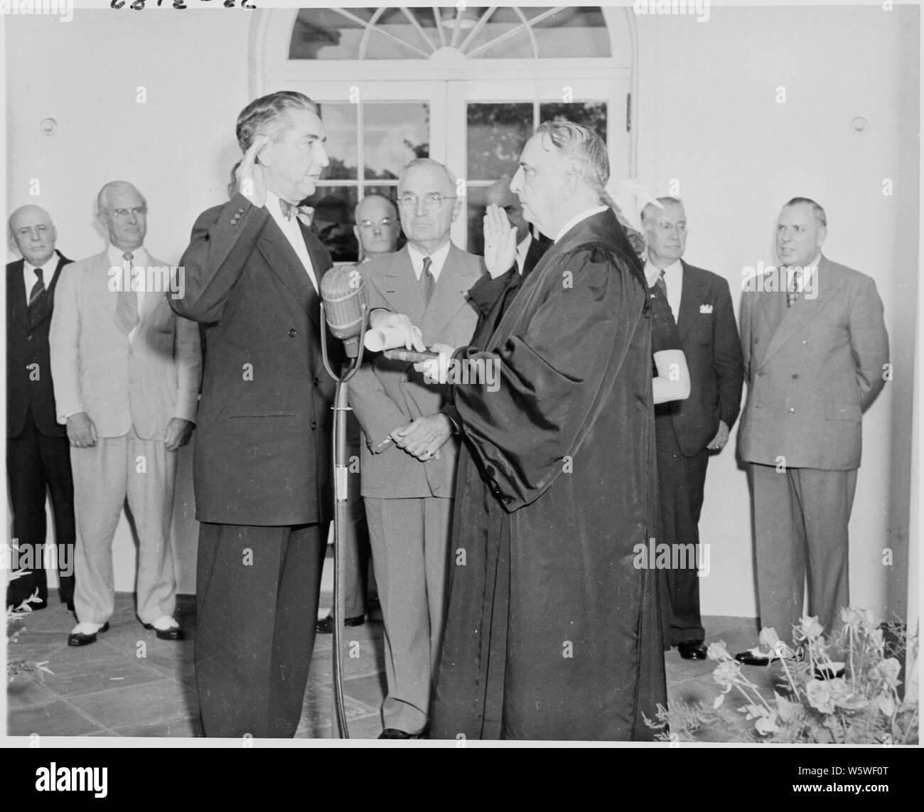 Photograph of Tom Clark being sworn in as an Associate Justice of the ...
