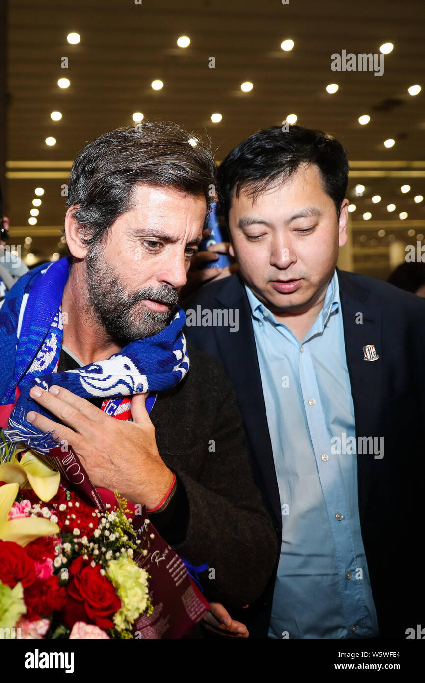 Spanish football manager Quique Sanchez Flores of Shanghai Greenland ...