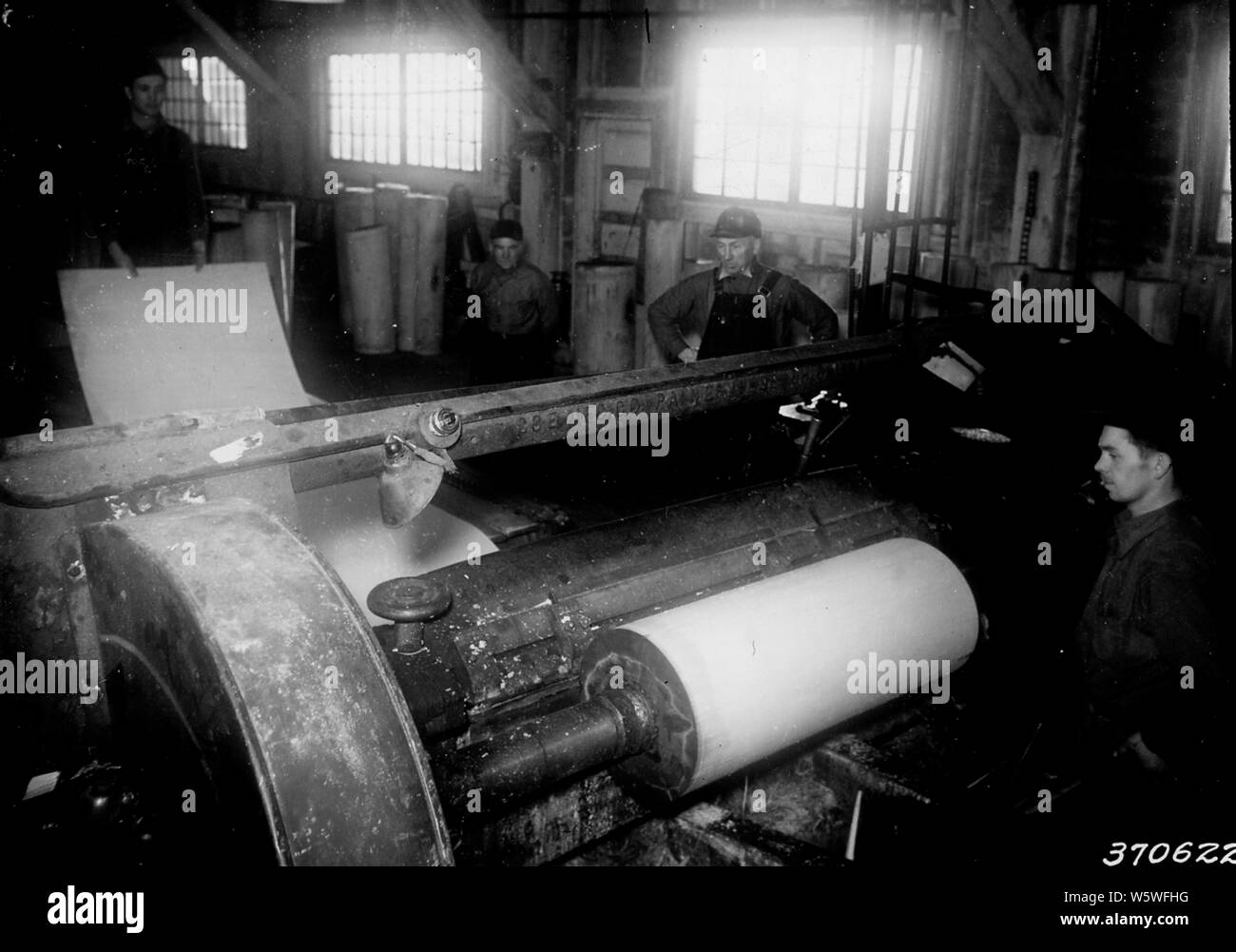 Photograph of Veneer Lathe; Scope and content: Original caption: Veneer ...