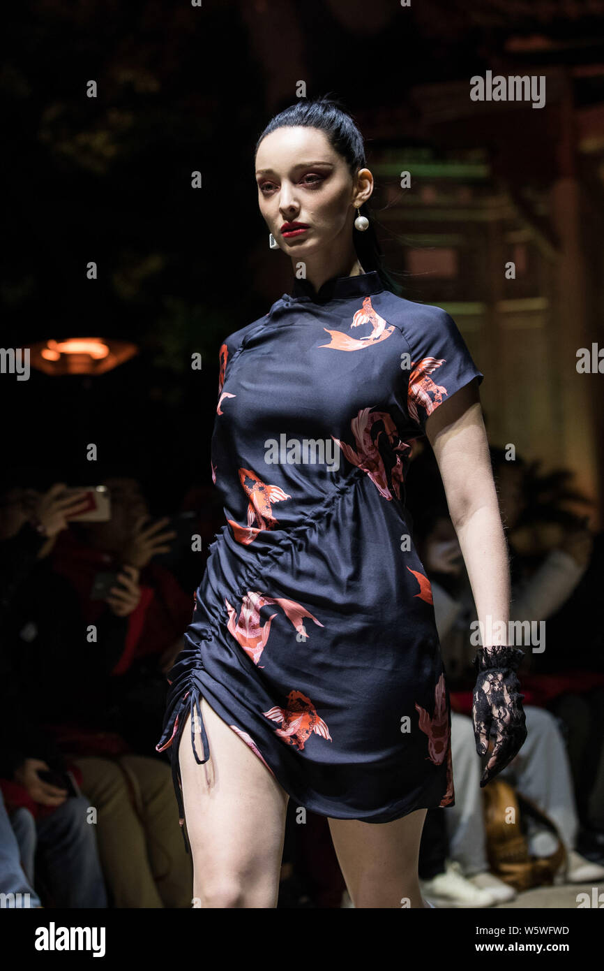 American actress and model Emma Dumont displays a new creation during ...