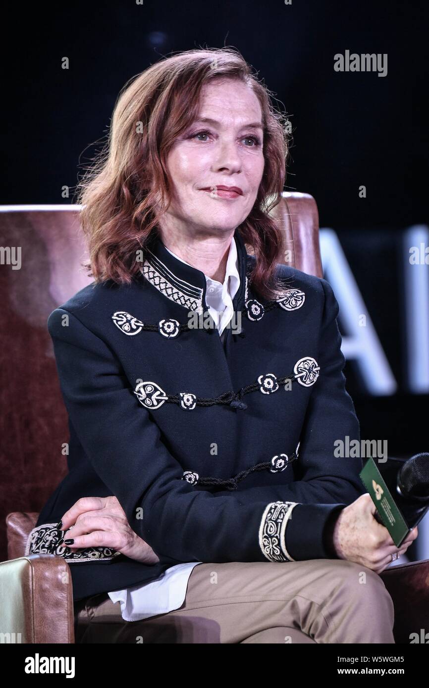 French actress Isabelle Huppert attends a dialogue during the first ...
