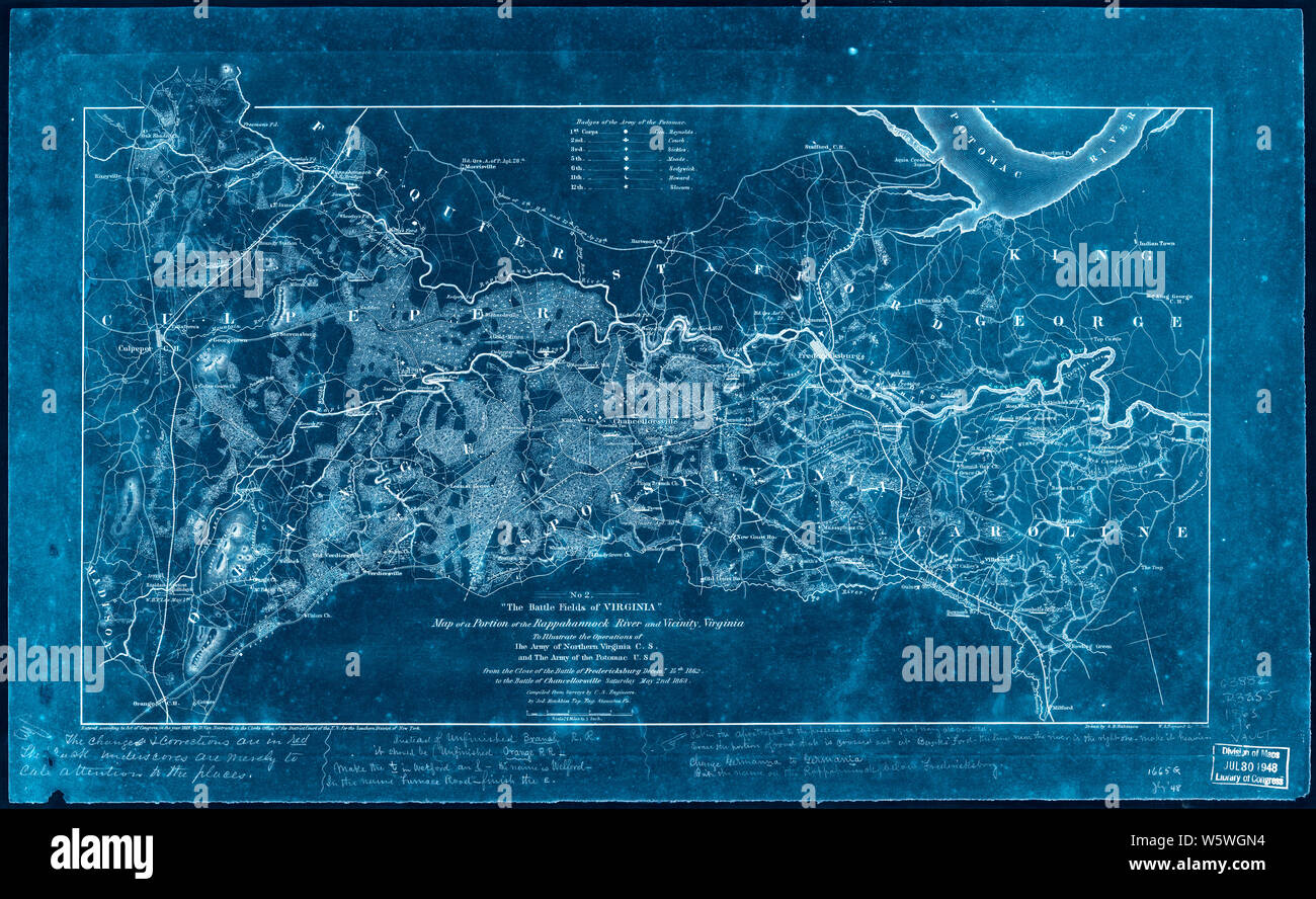 Civil War Maps 0640 Map of a portion of the Rappahannock River and ...