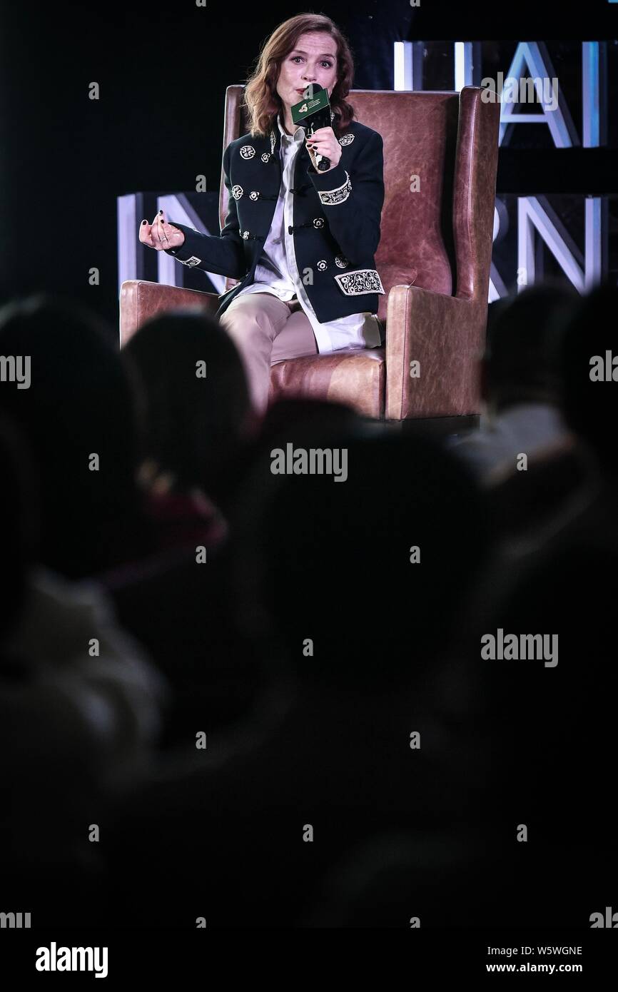 French actress Isabelle Huppert attends a dialogue during the first ...