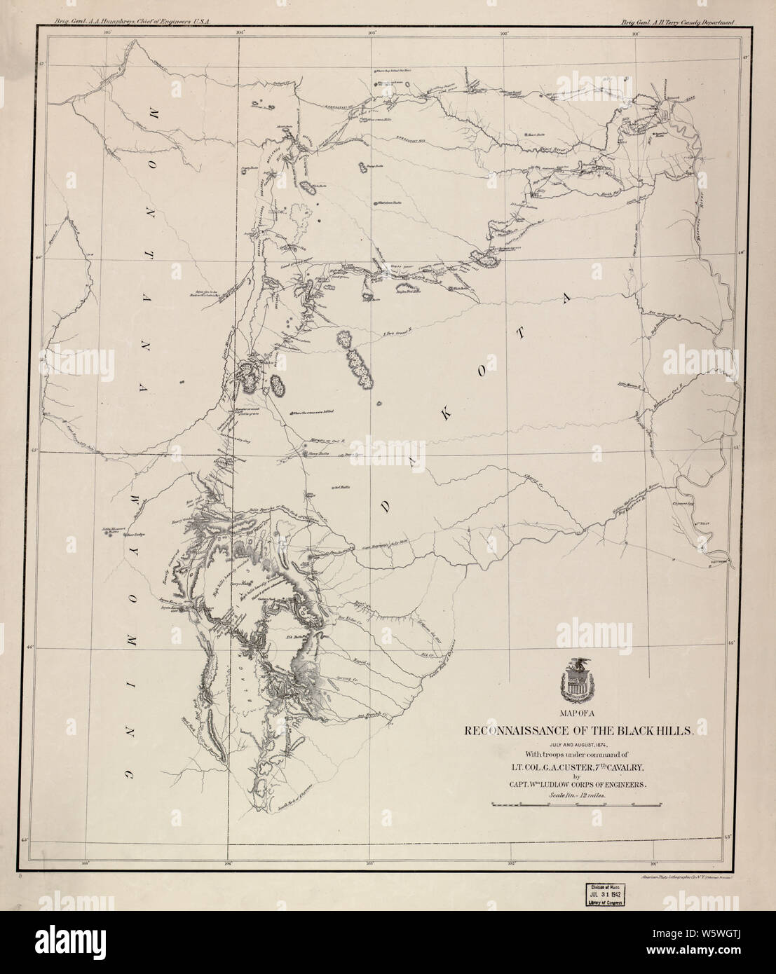 Civil War Maps 0645 Map of a reconnaissance of the Black Hills July and ...