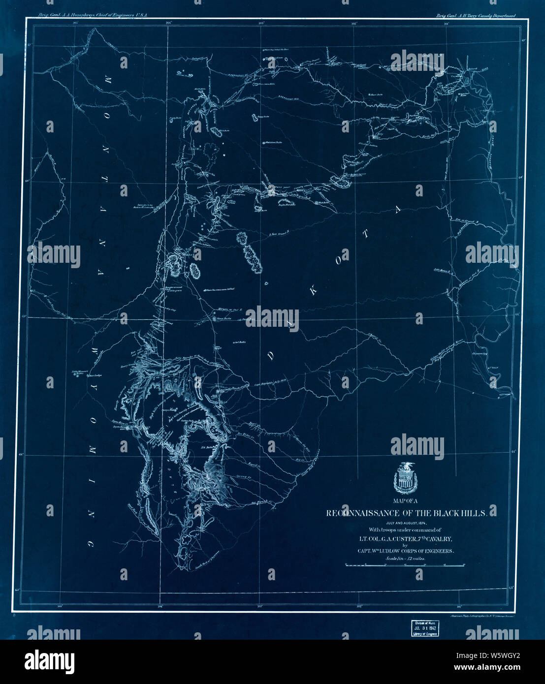 Civil War Maps 0645 Map of a reconnaissance of the Black Hills July and ...