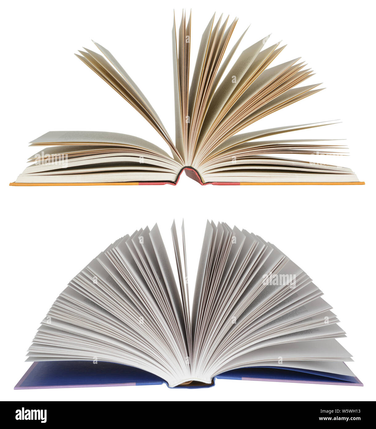 one open book isolated on white background Stock Photo - Alamy