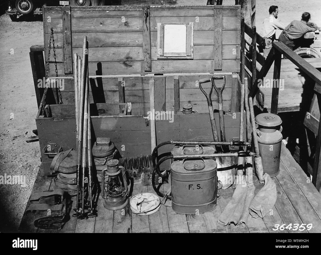 Photograph of a Complete 10-Man Fire Cache; Scope and content: Original ...