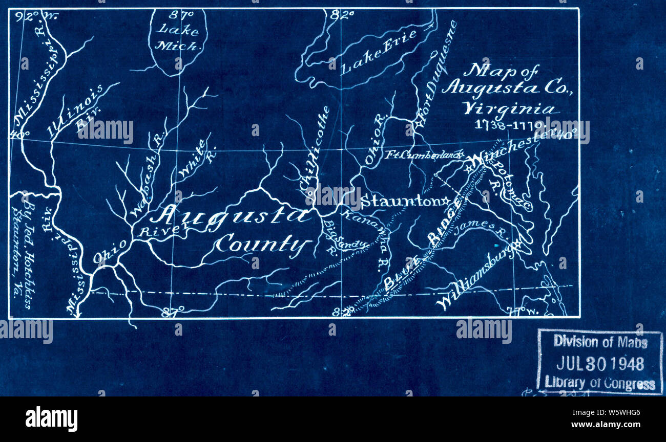 Civil War Maps 0658 Map of Augusta Co Virginia 1738-1770 Inverted ...