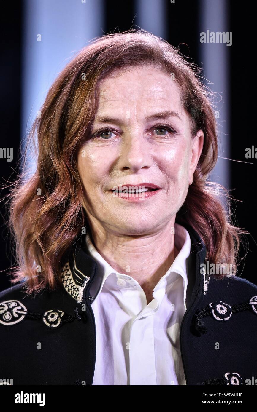French actress Isabelle Huppert attends a dialogue during the first ...