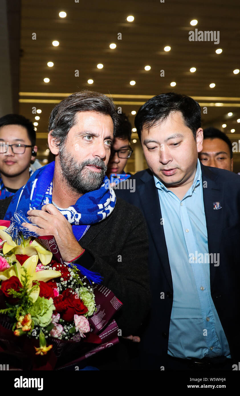 Spanish football manager Quique Sanchez Flores of Shanghai Greenland ...