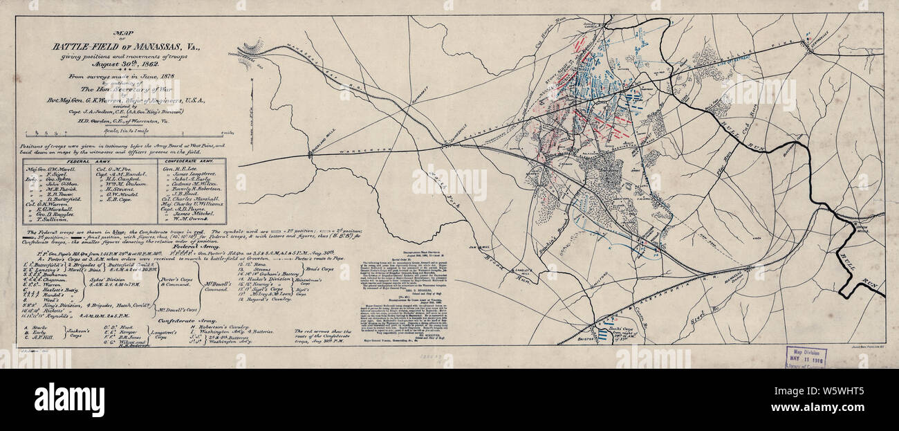 Civil War Maps 0660 Map of battle-field of Manassas Va giving positions ...